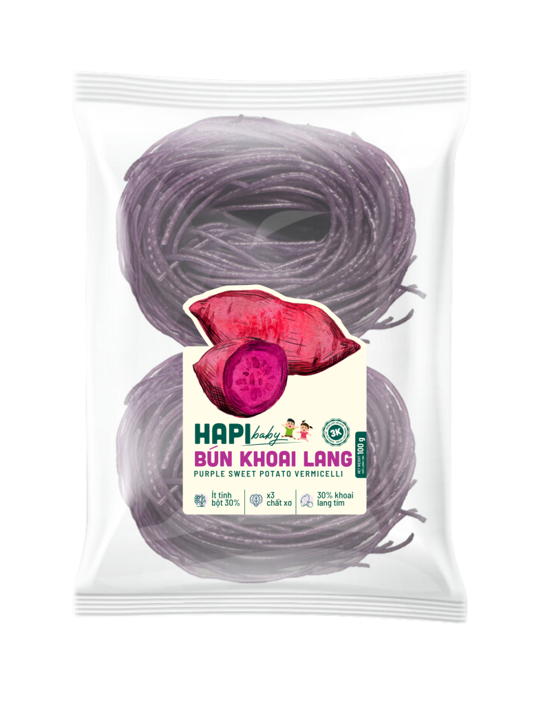 Bún Khoai Lang tím HAPI BABY - Ít tinh bột, X3 chất Xơ | HAPINUT